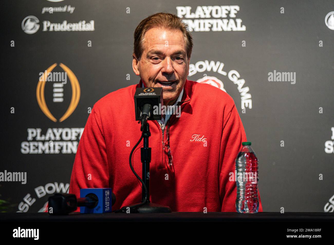 Alabama Crimson Tide head coach Nick Saban during the Rose Bowl Media ...