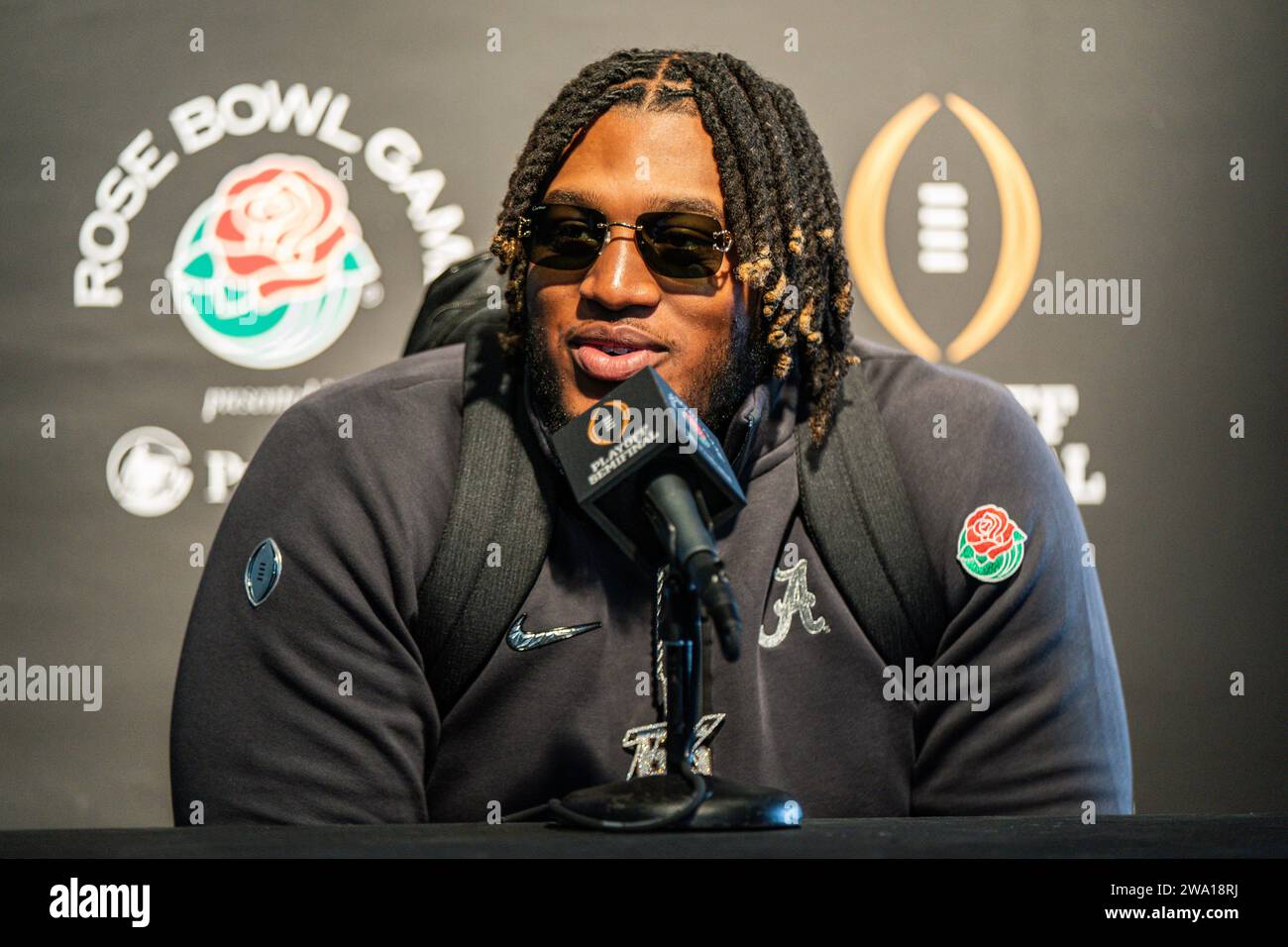 Alabama Crimson Tide offensive lineman JC Latham during the Rose Bowl ...