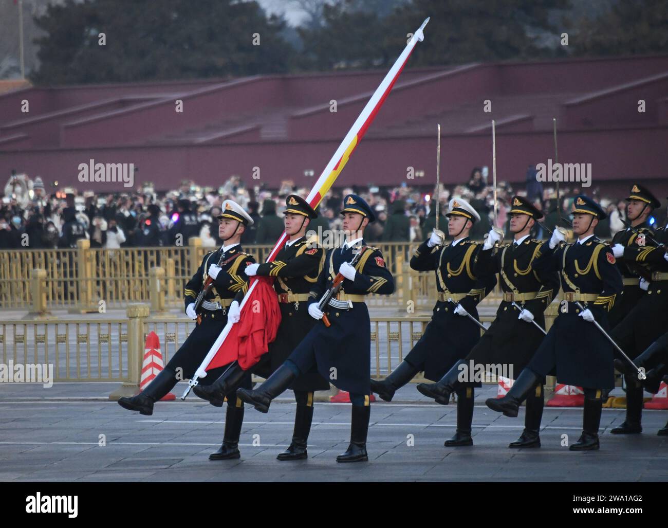 Beijing, China. 1st Jan, 2024. A grand national flag-raising ceremony ...