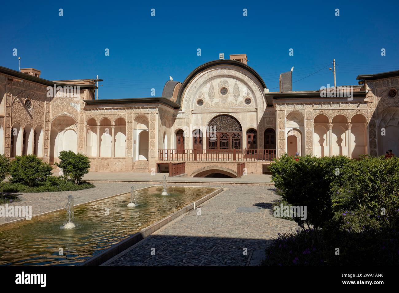 View of the courtyard of the Tabatabaei House, a historic mansion built around 1880 in Kashan ...