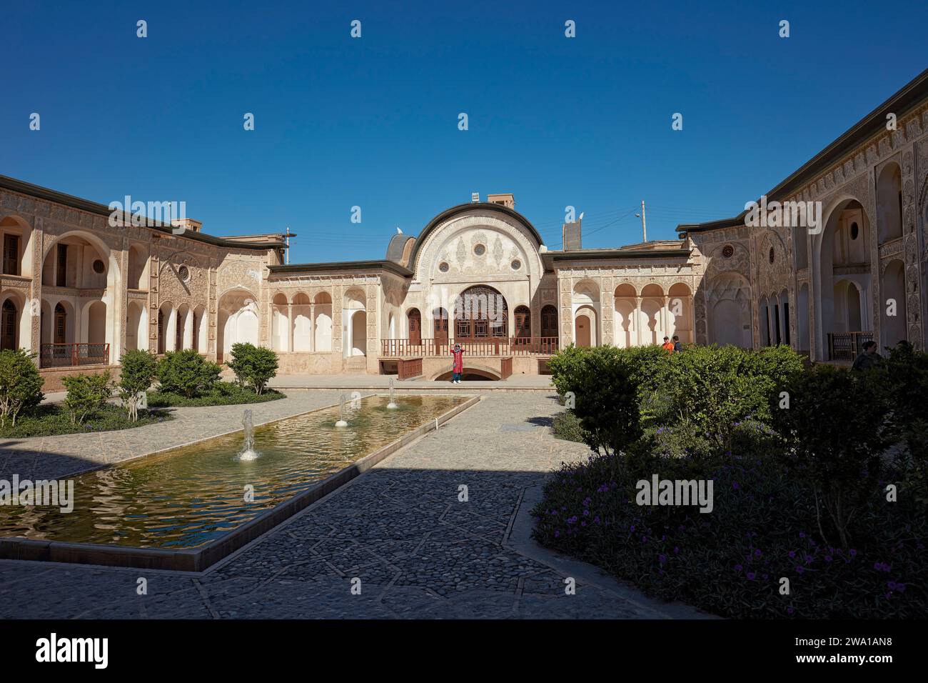 View of the courtyard of the Tabatabaei House, a historic mansion built around 1880 in Kashan ...