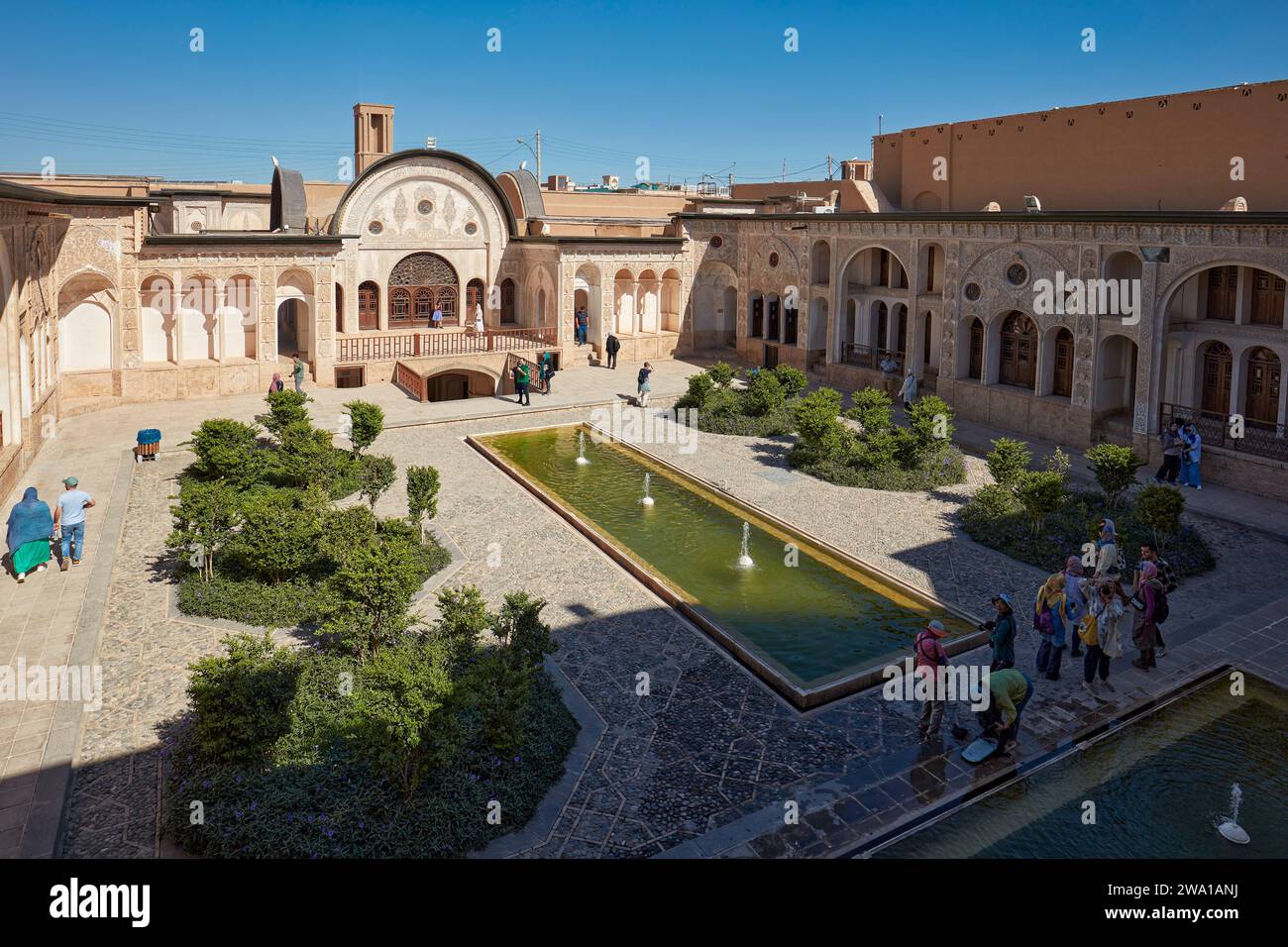 View of the courtyard of the Tabatabaei House, a historic mansion built around 1880 in Kashan ...