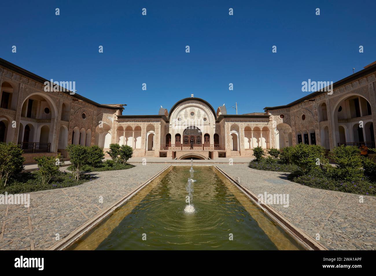 View of the courtyard of the Tabatabaei House, a historic mansion built around 1880 in Kashan ...