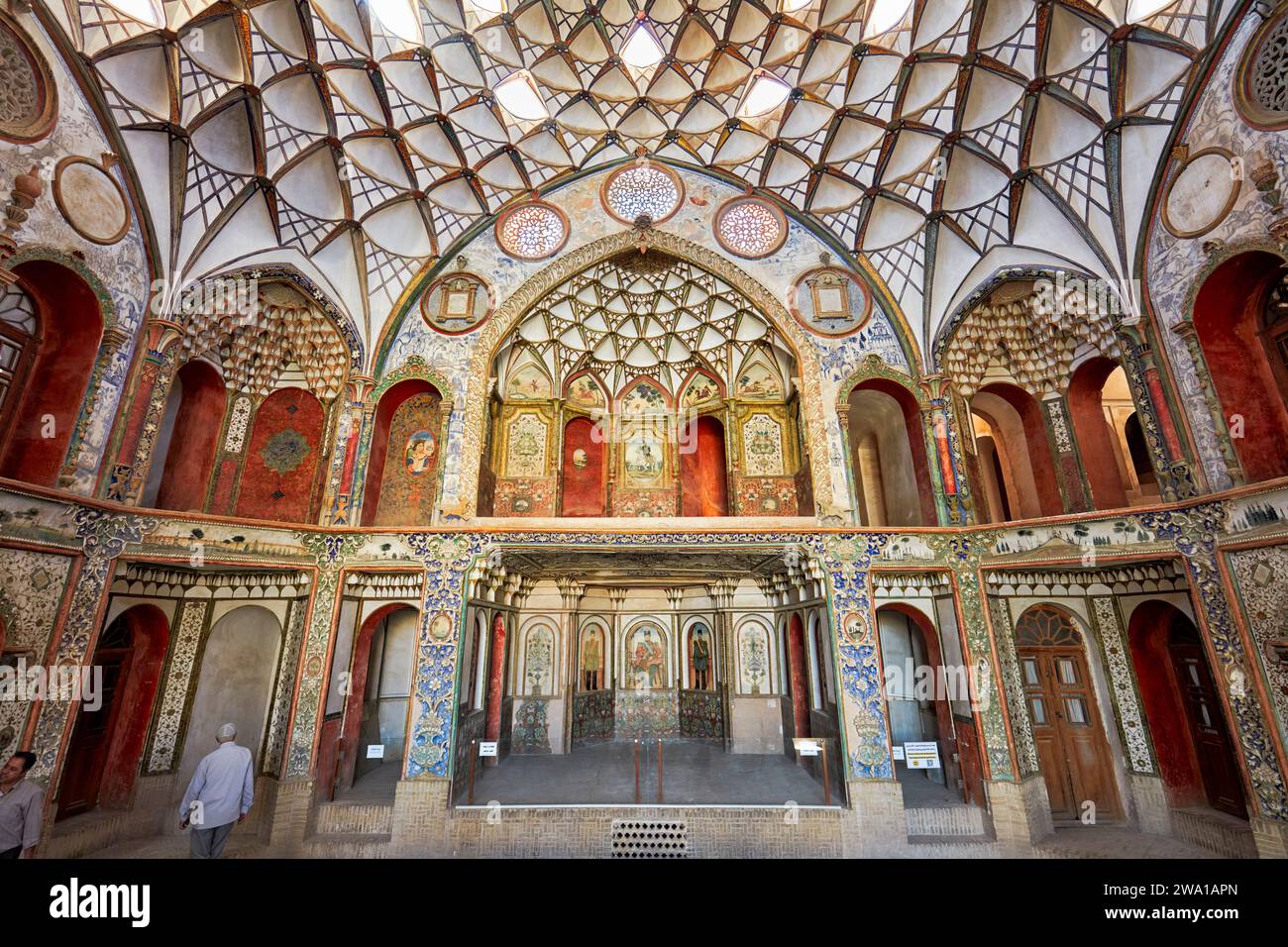 Richly decorated main hall in Borujerdi House, traditional rich Persian house built in 1857 ...