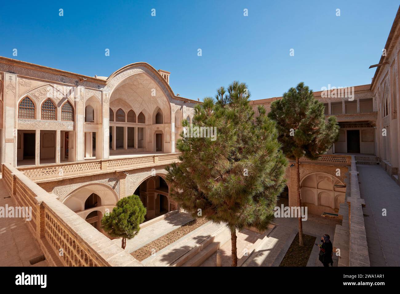 View of the upper floor terrace in the Abbasi House, traditional rich ...