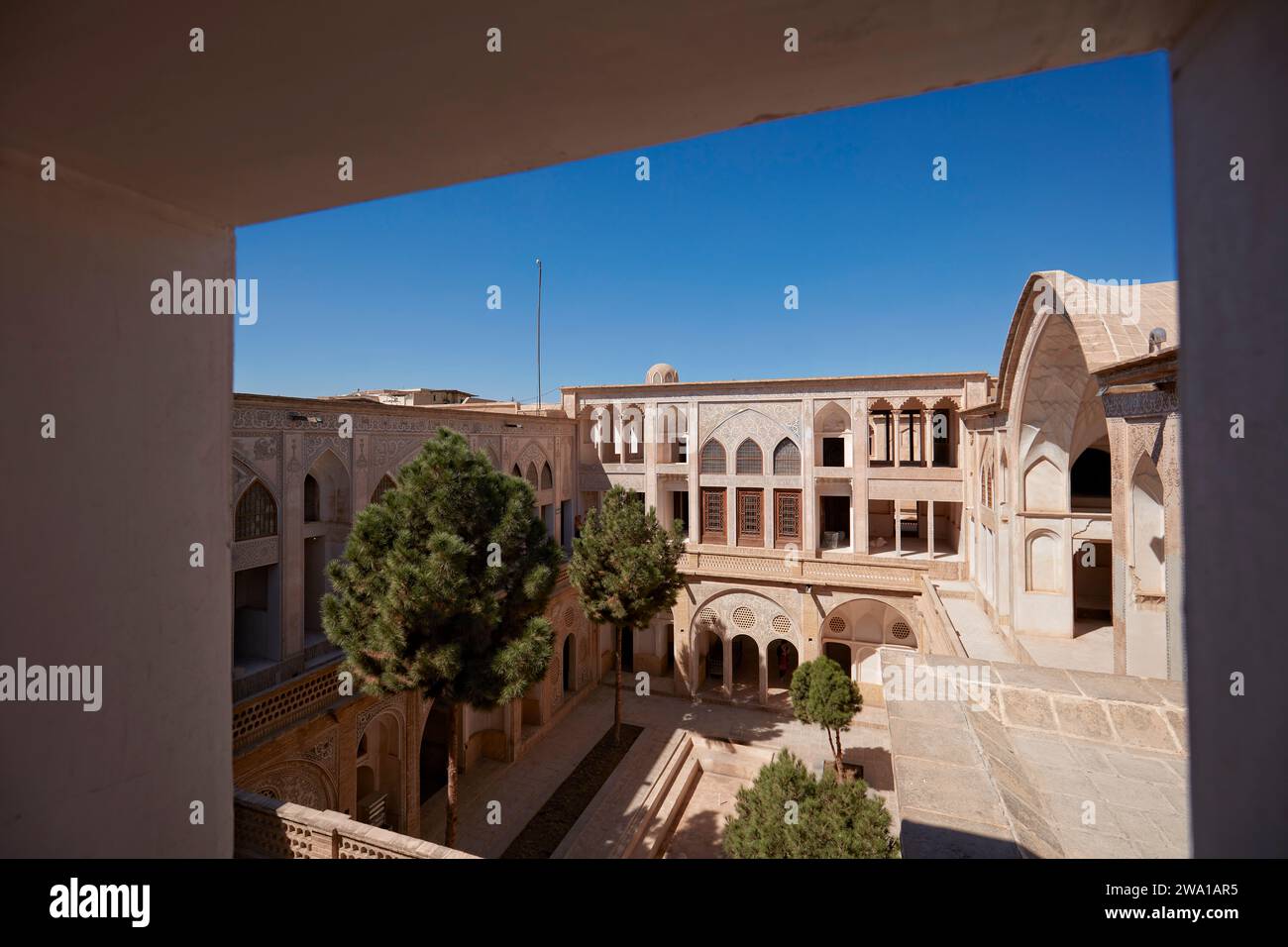 Elevated view of the courtyard in the Abbasi House, traditional rich ...