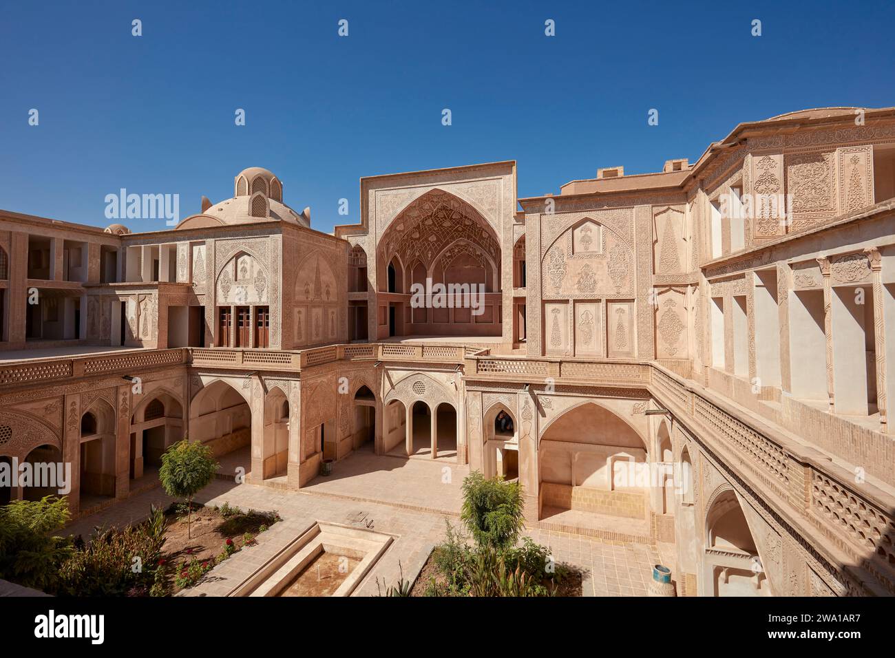 Elevated view of the courtyard in the Abbasi House, traditional rich ...