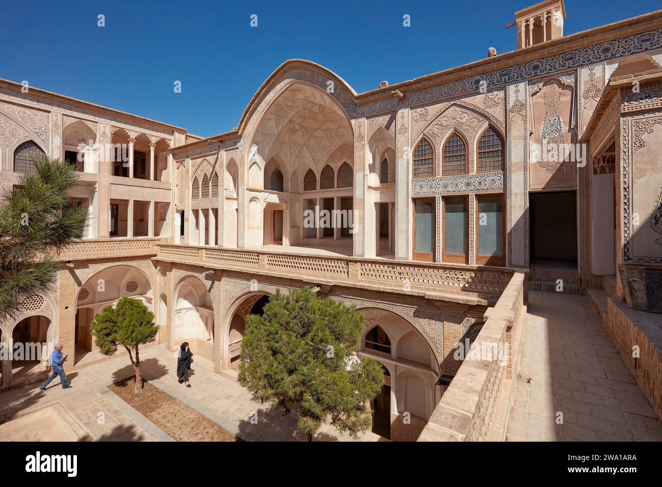 View of the upper floor terrace in the Abbasi House, traditional rich ...