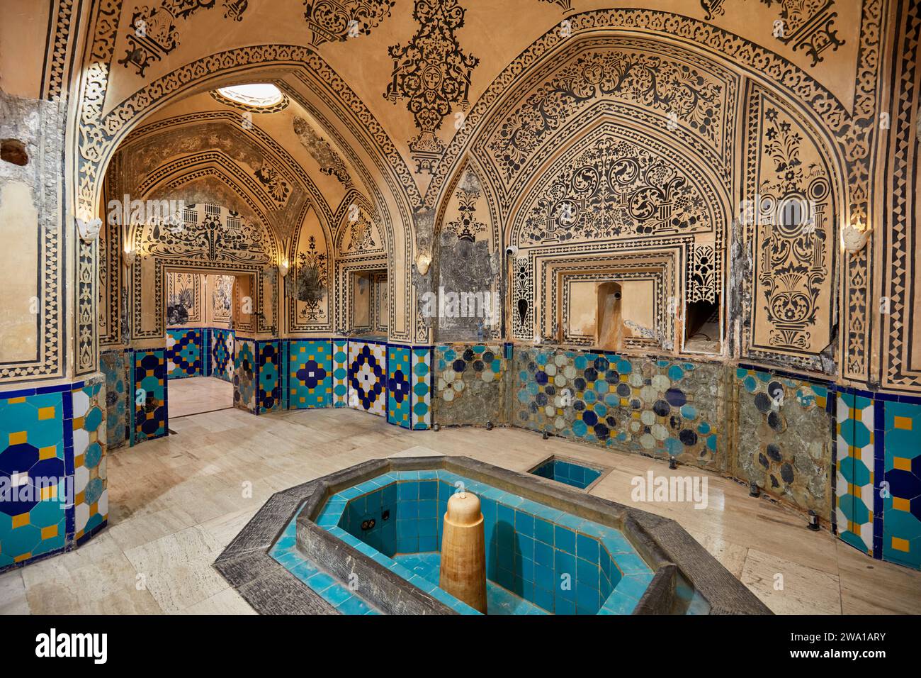 Interior view of Sultan Amir Ahmad Bathhouse, aka Qasemi Bathhouse, traditional Iranian public ...