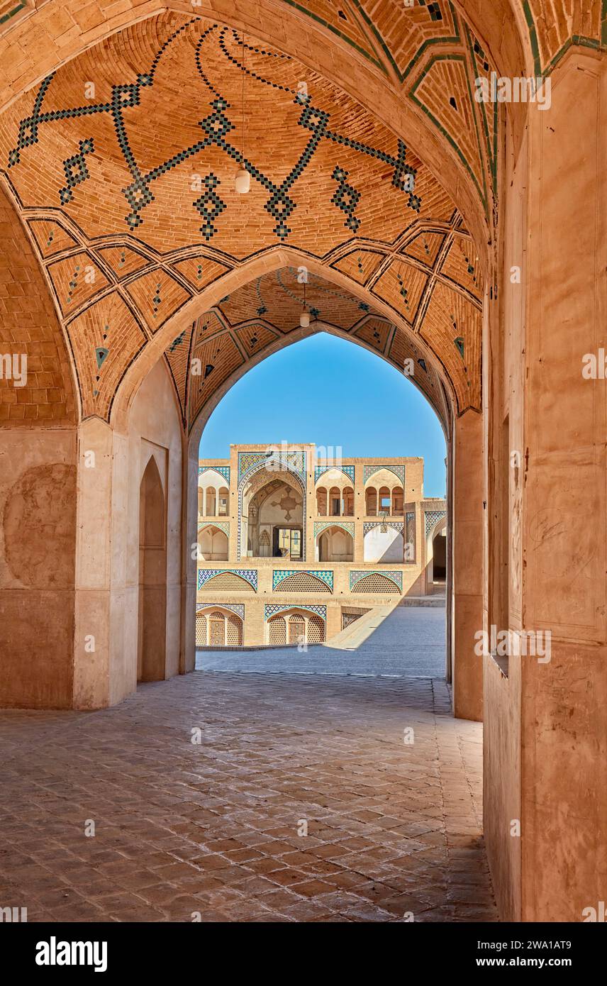 View of the main entrance gate of the 18th century Agha Bozorg Mosque ...