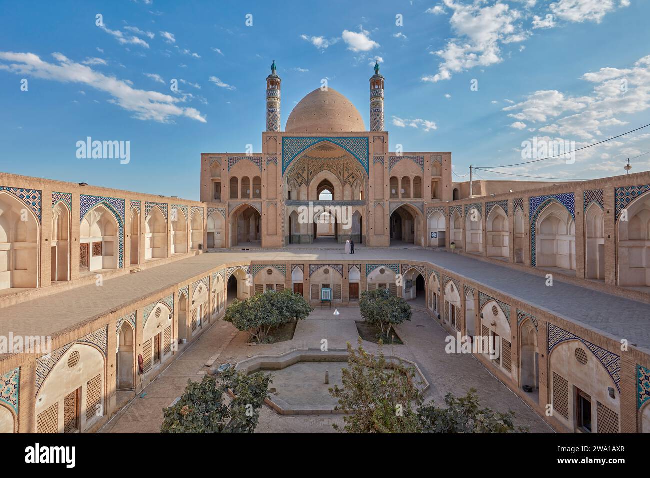 View of the 18th century Agha Bozorg Mosque and its sunken courtyard ...