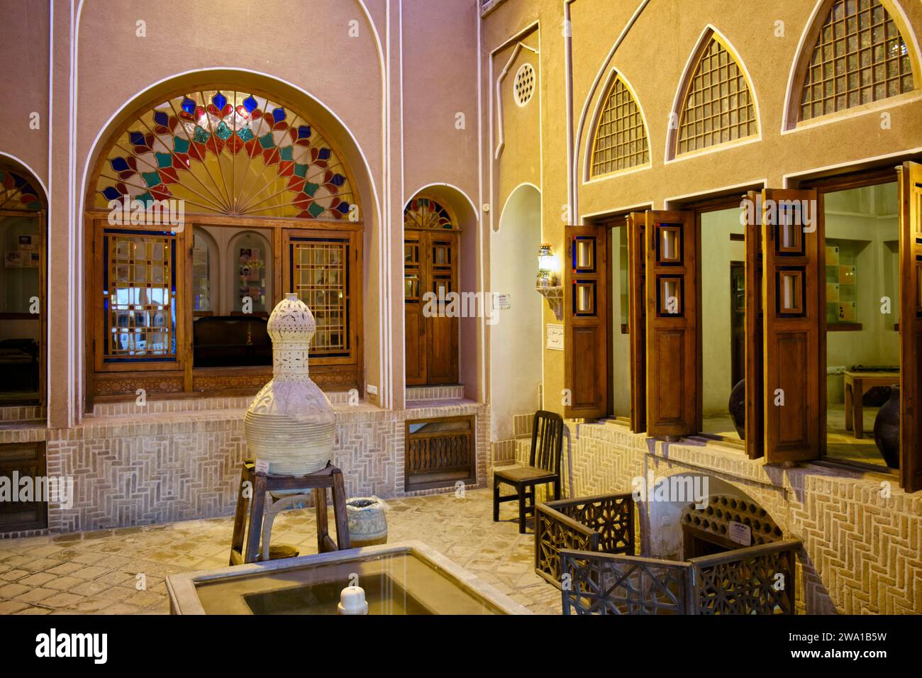 Interior view of the Taj House, historic 19th century mansion in Kashan ...