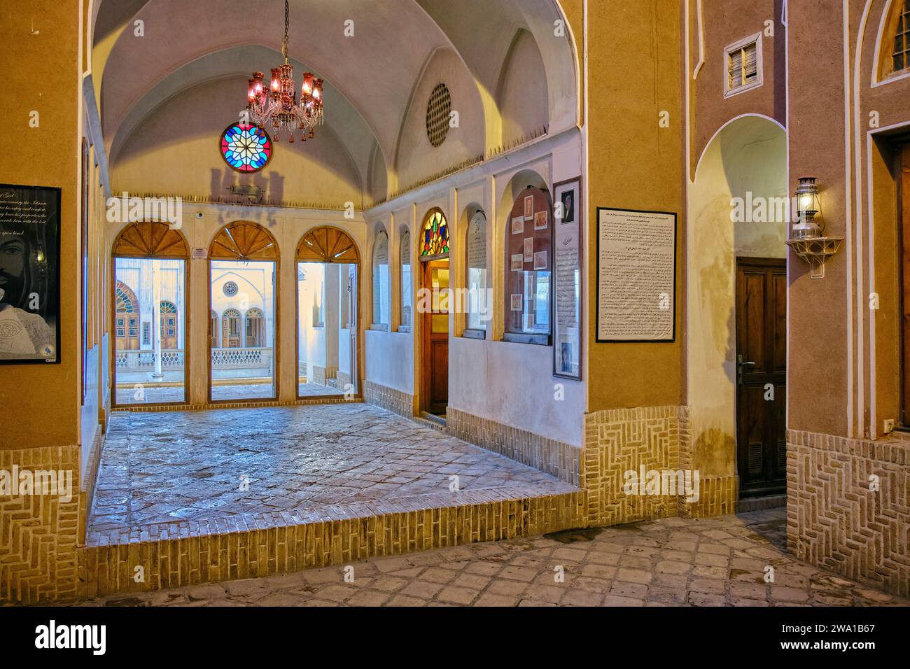 Interior view of the Taj House, historic 19th century mansion in Kashan ...