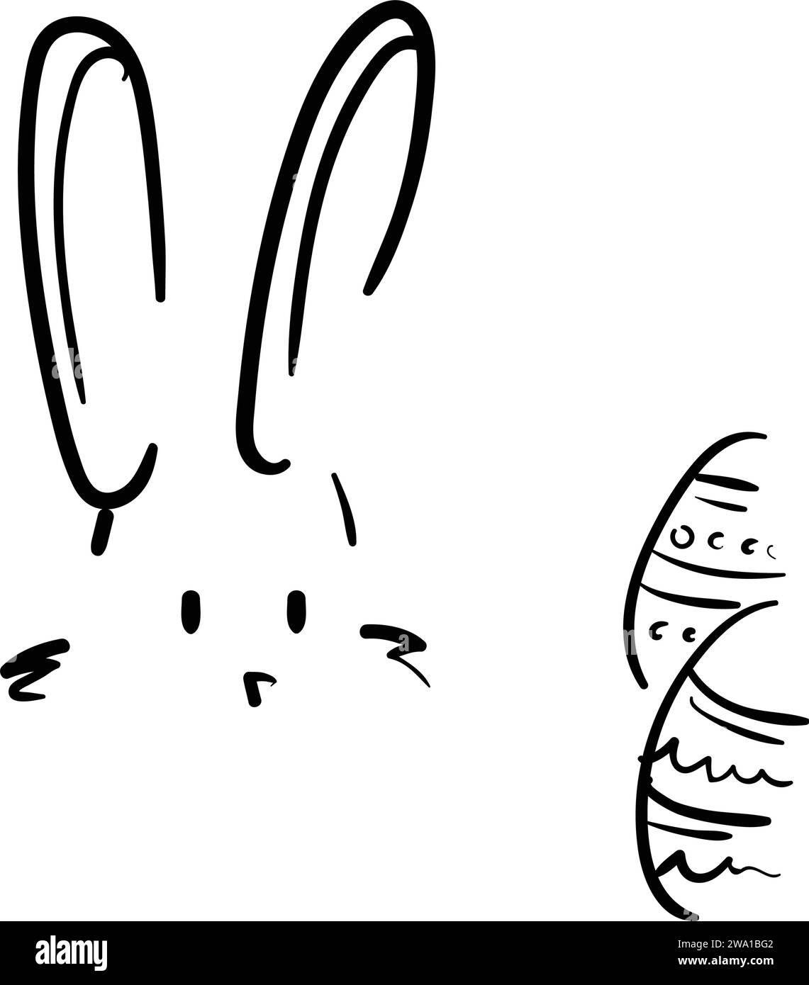 Easy hand drawing sketch of Easter eggs and bunny Stock Vector Image ...