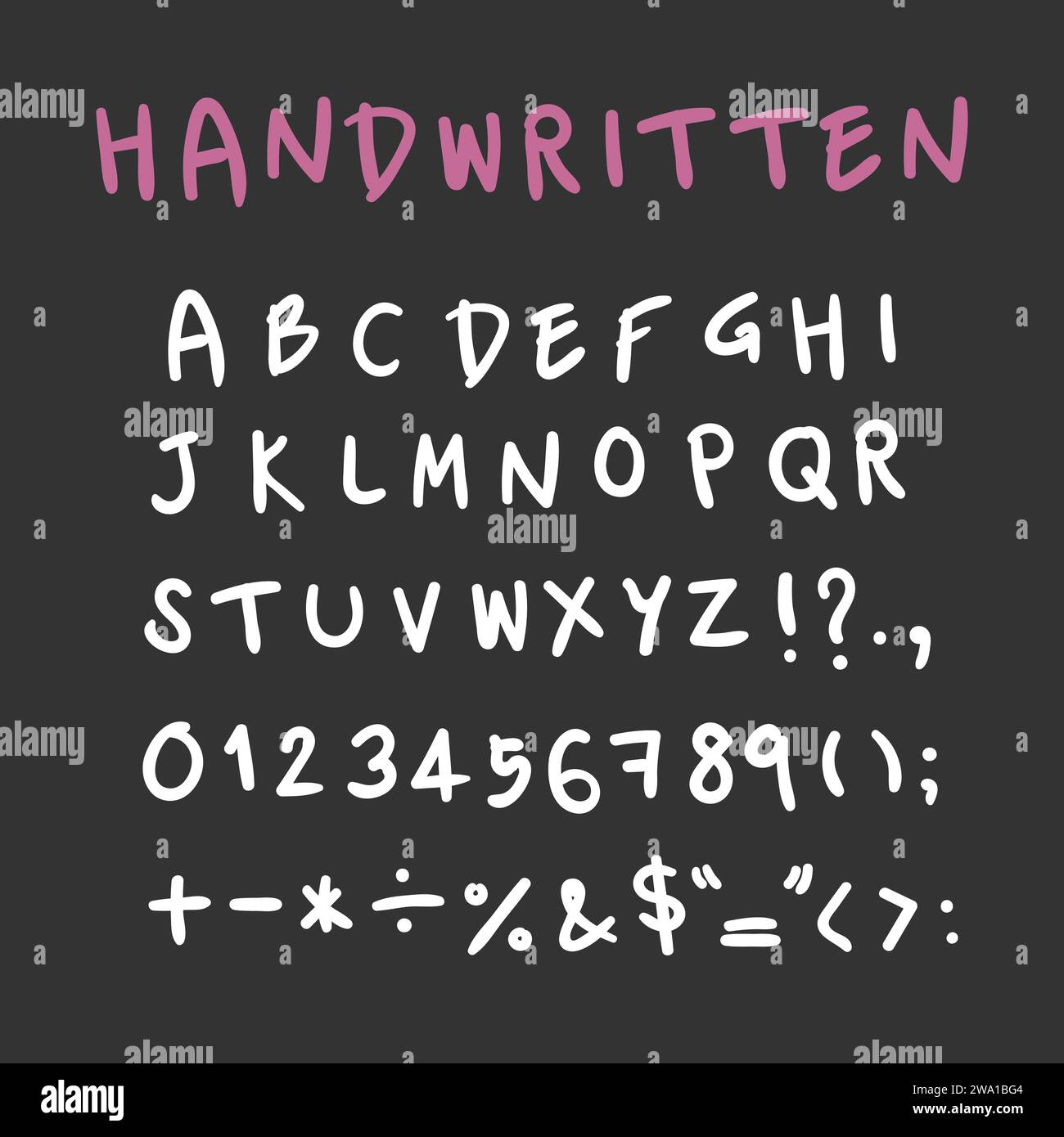 Handwritten alphabet, Capital Letters with Symbols. Vector for design ...