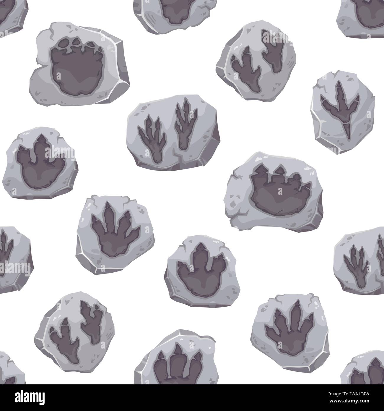Dinosaur footprint fossils seamless pattern. Dino monsters foot prints ...