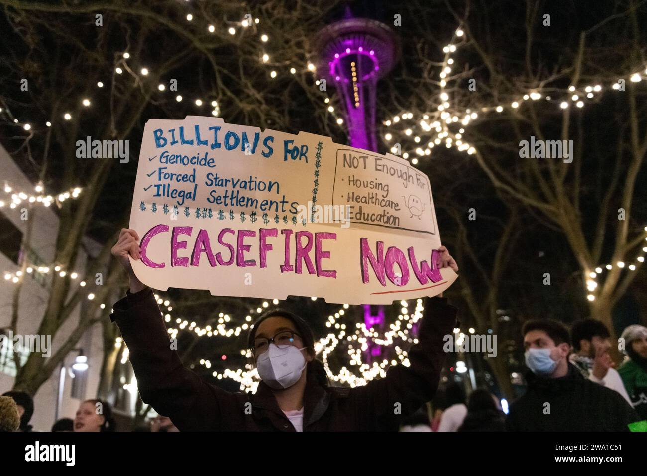 Seattle, USA. 31st Dec 2023. Pro Palestine Protesters gather at the ...