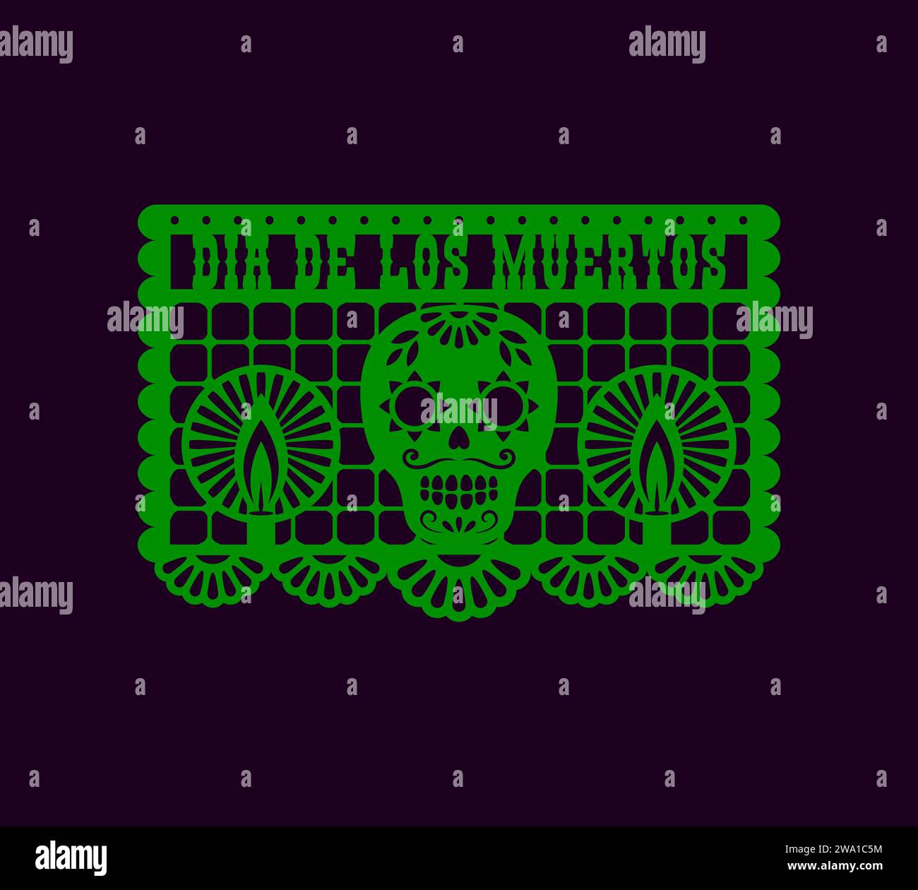 Mexican banner for Dia de los Muerto, Day of Death garland, paper cut ...