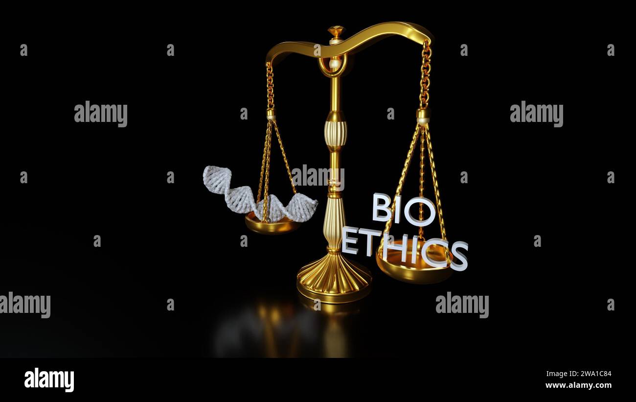 3D rendering of an isolated bioethics concept with a sense of scale on ...