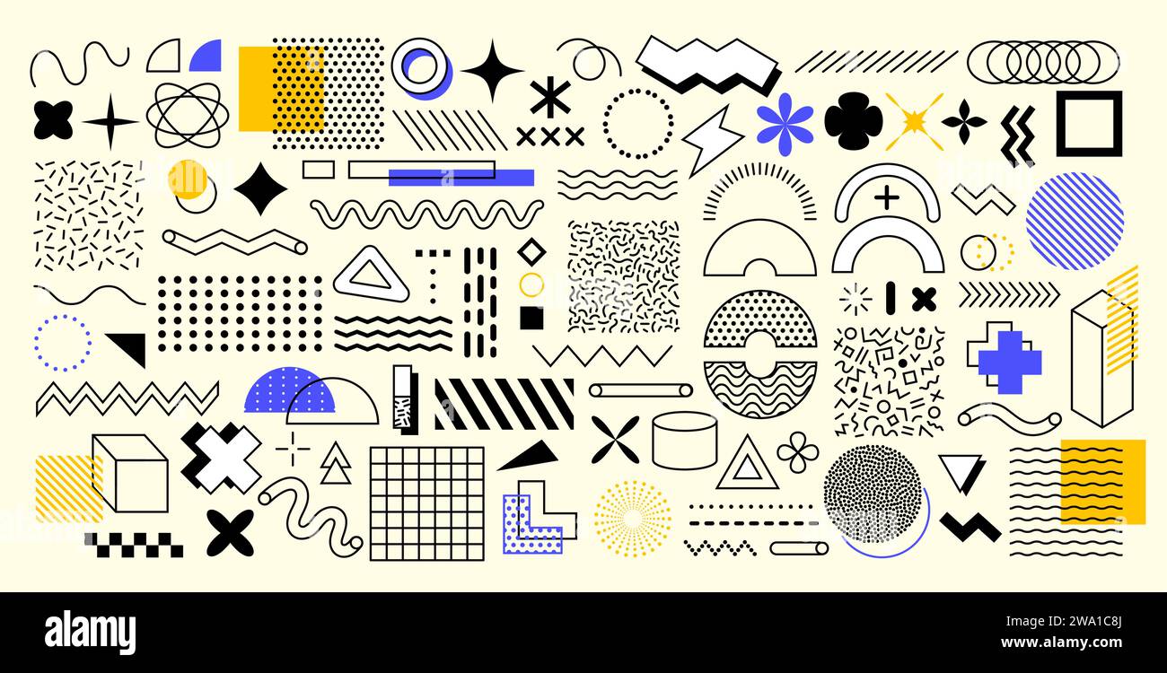 Abstract geometric memphis shapes. Vector set of vibrant and dynamic ...