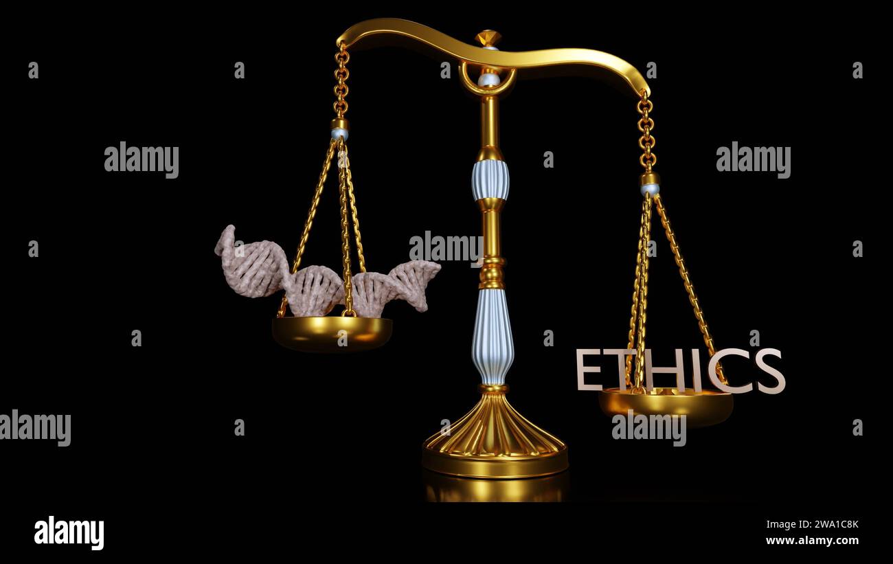 3D rendering of an isolated bioethics concept with a sense of scale on ...