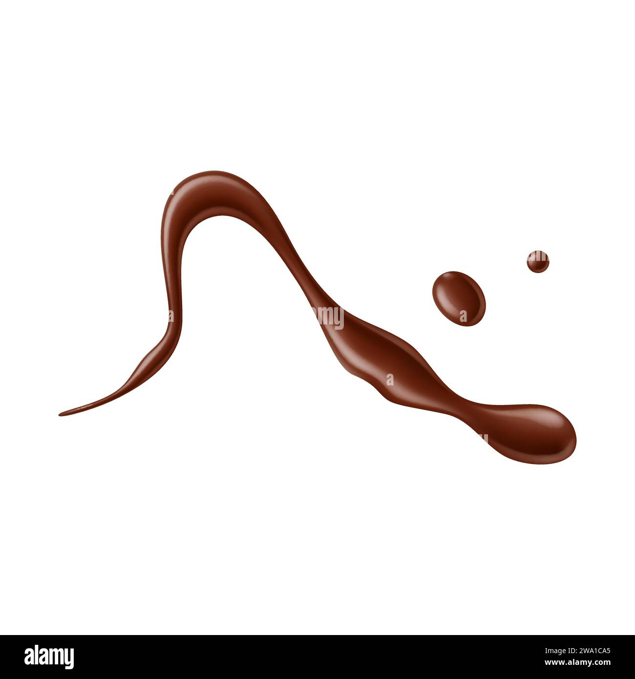 Chocolate sauce syrup drop, splash, stain and swirl. Isolated realistic ...