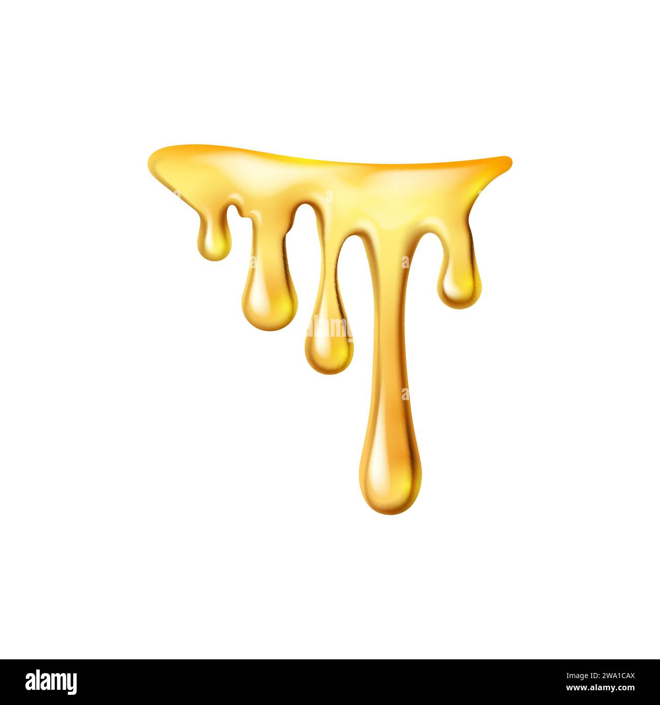 Dripping sweet yellow honey, isolated melting maple syrup. Vector ...