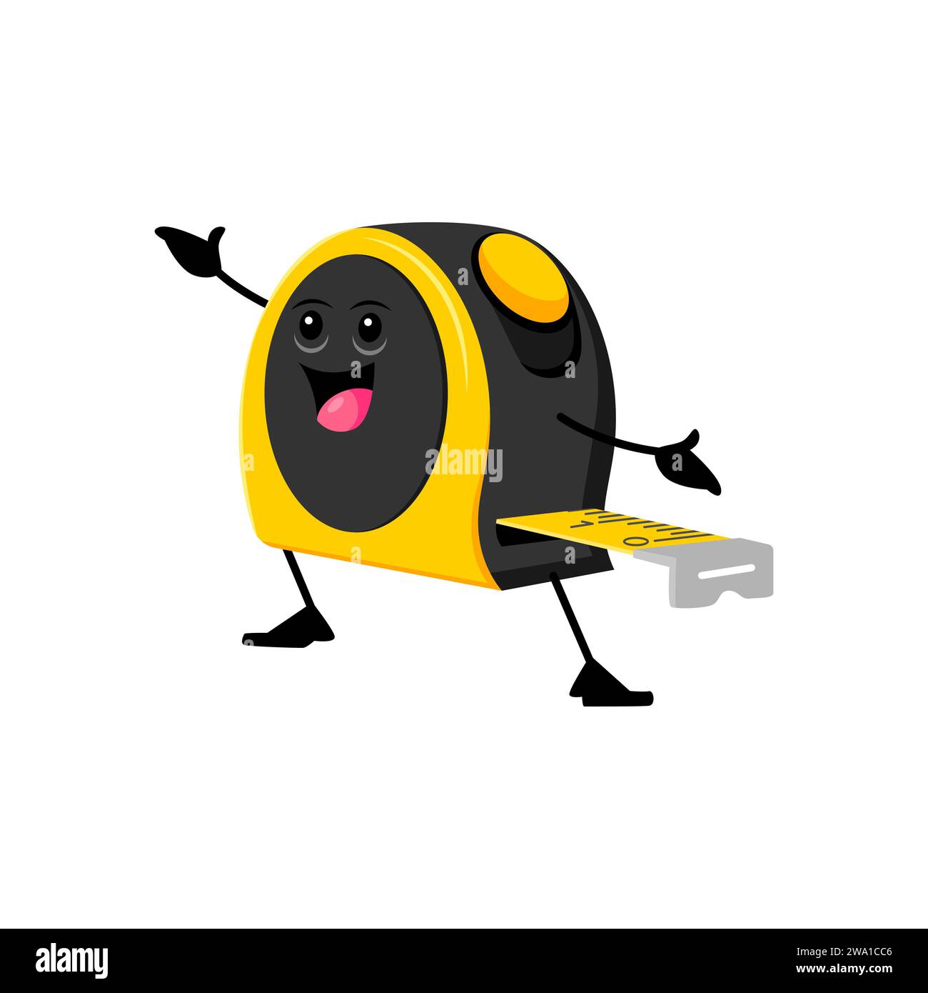 Cartoon funny measuring tape diy, building and repair tool character ...