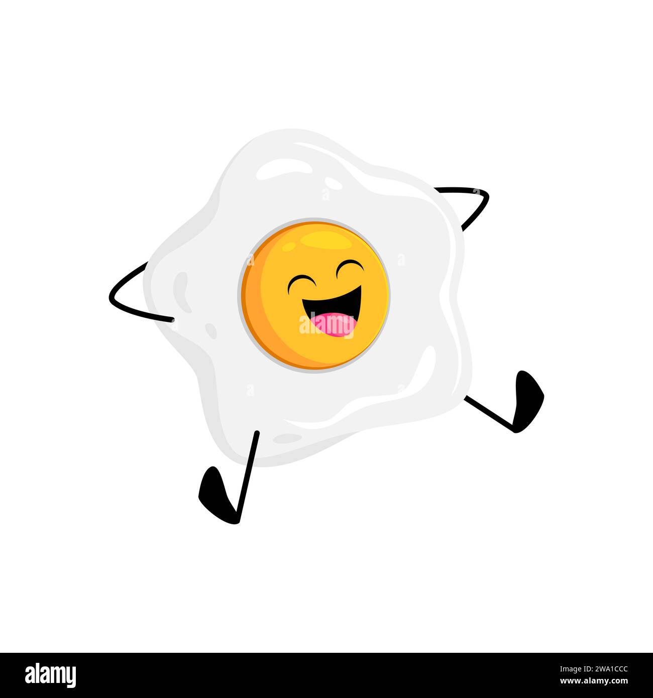 Cartoon cheerful fried egg breakfast character. Isolated vector ...
