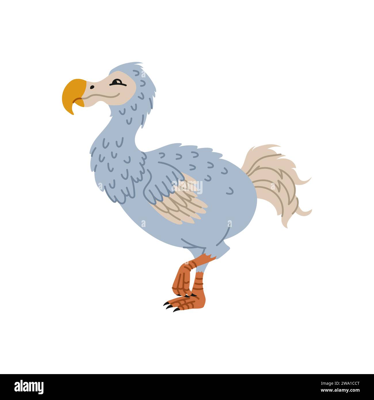 Avian prehistory animal, isolated dinosaur bird. Vector dino character with beak and plumage ...