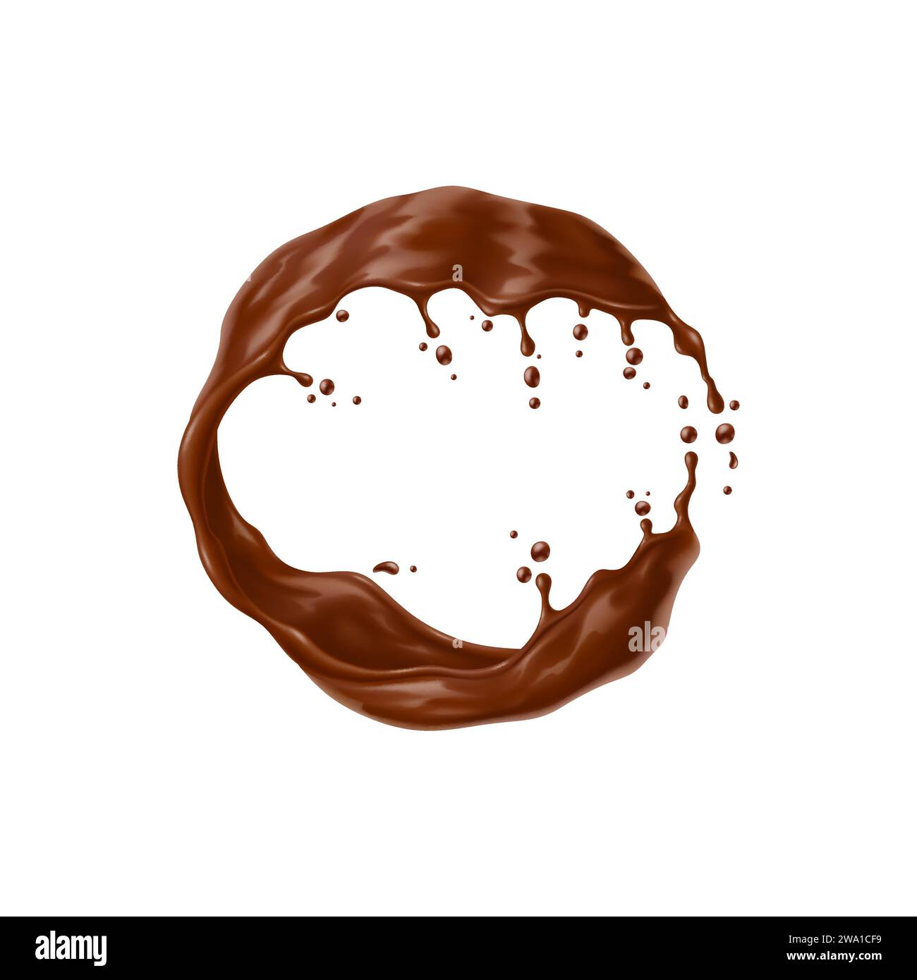 Realistic chocolate yogurt, cream or choco milk drink swirl splash and ...