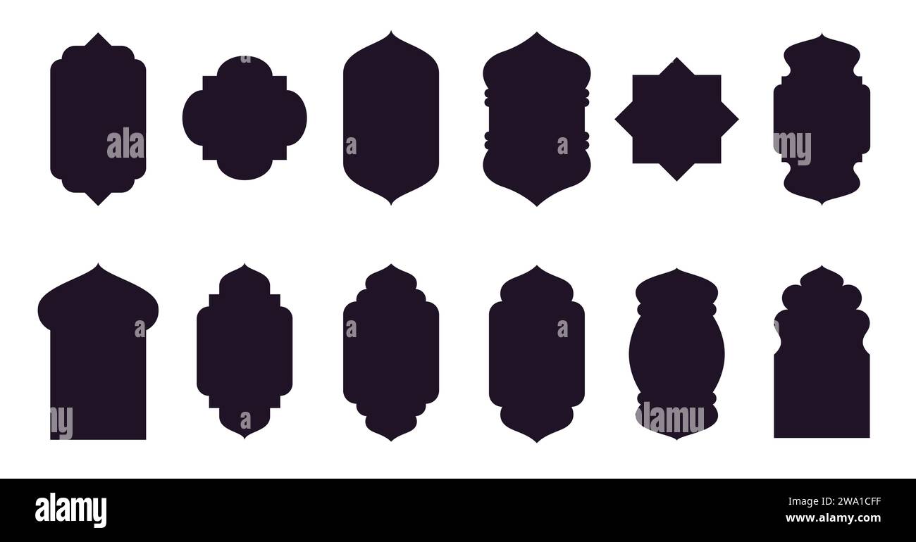 Mosque islamic window, gate and door shapes. Isolated vector set of ...