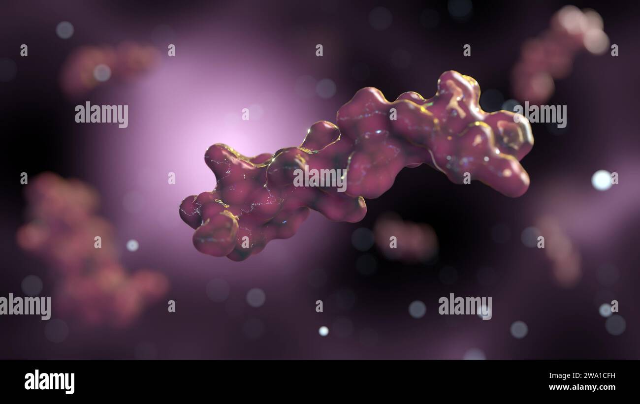 3D rendering illustrates glucagon, a peptide hormone secreted by the ...