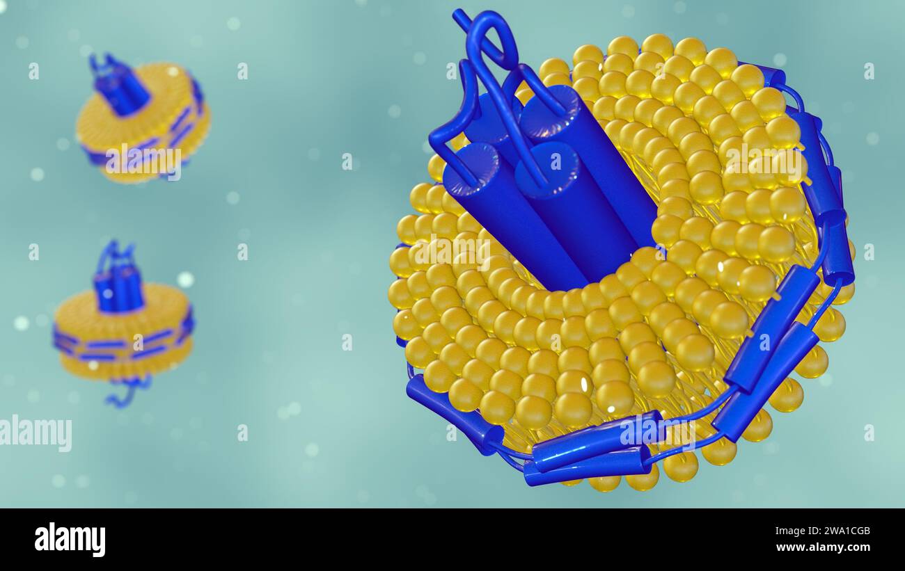 3d rendering of nanodisc consists of Phospholipids and A stabilizing ...