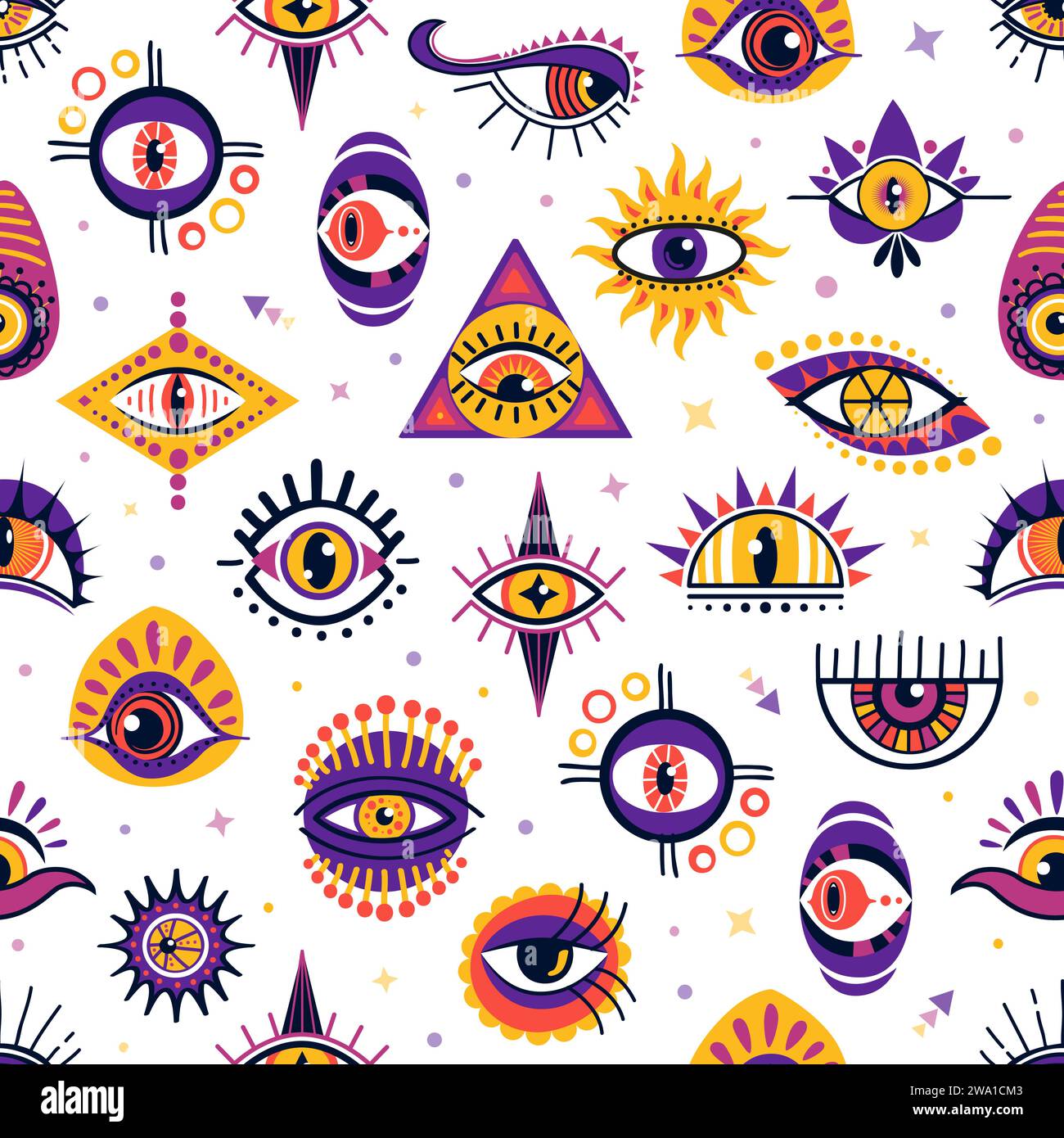 Magical witchcraft eyes seamless pattern background, vector esoteric ...