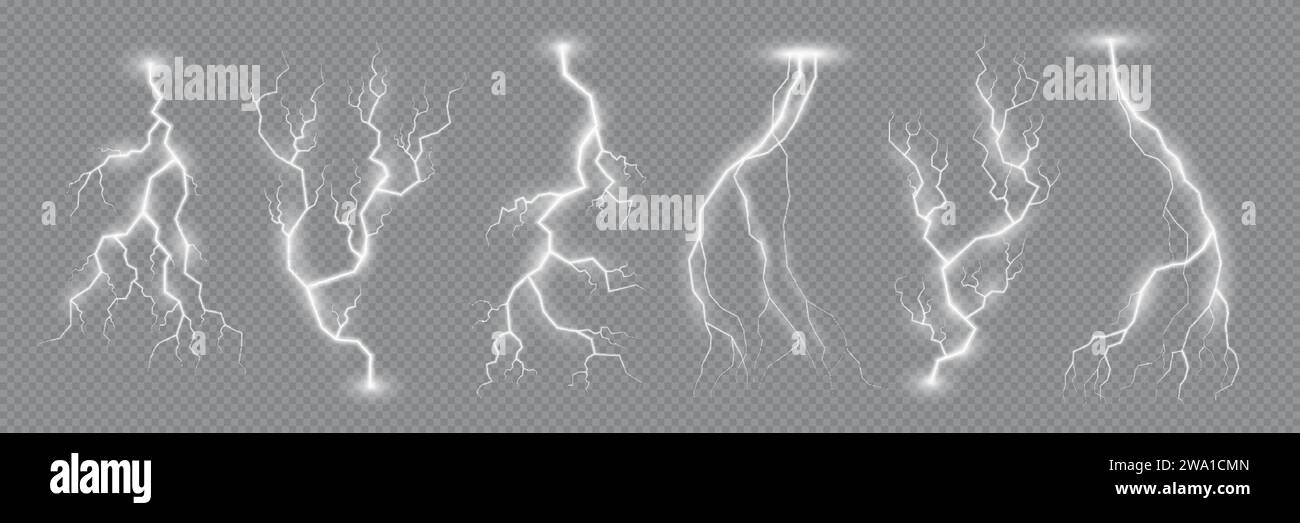 Lightning effect of flash strike or thunder bolt and thunderstorm ...