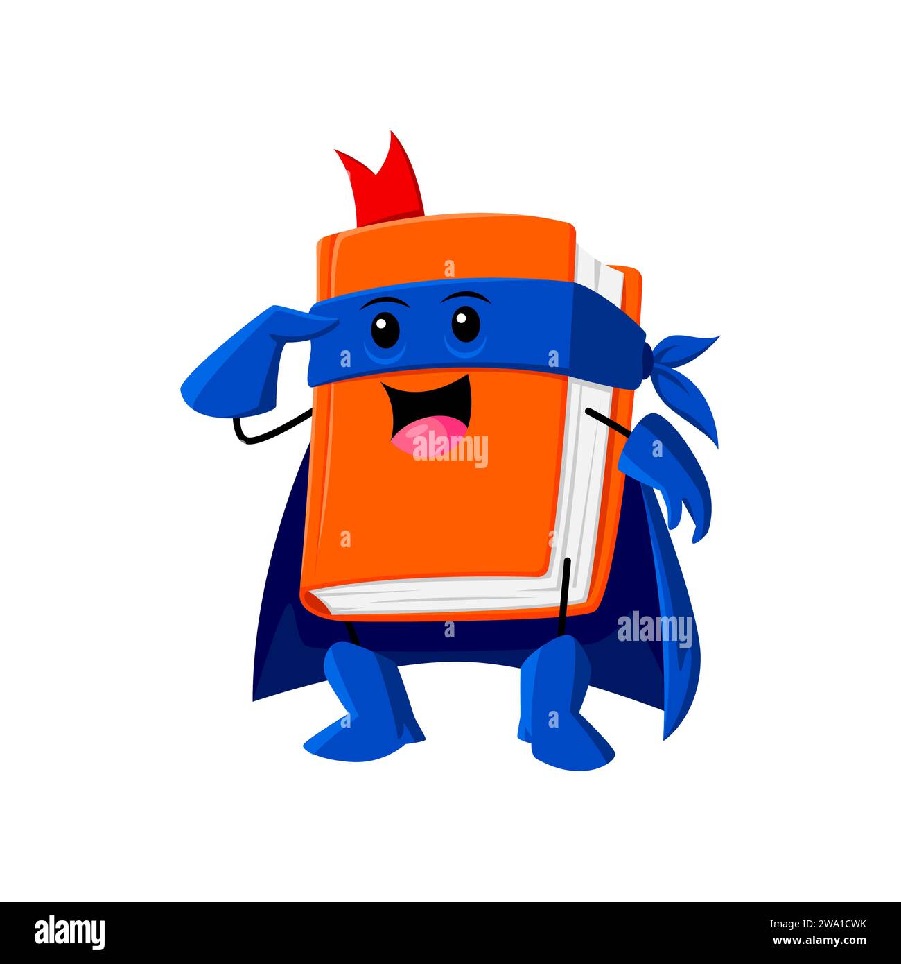 Cartoon textbook school supply superhero and defender character ...