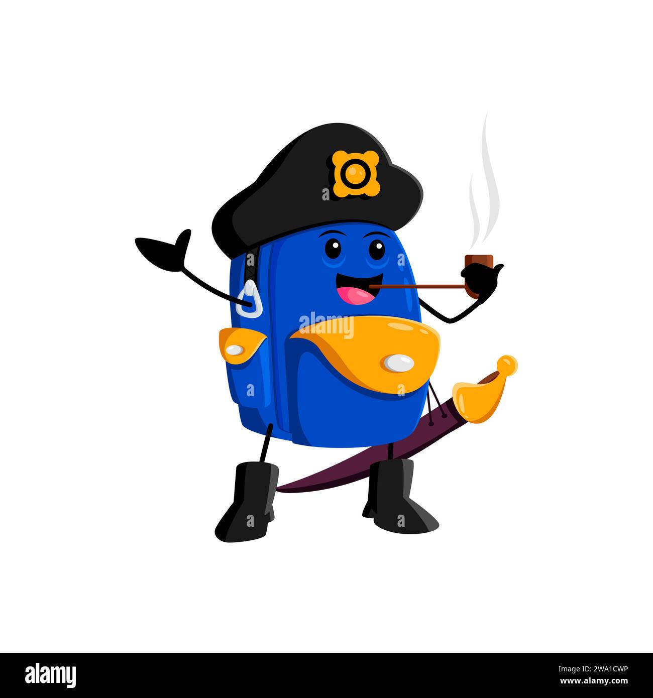 Cartoon school bag pirate and corsair character. Isolated vector ...