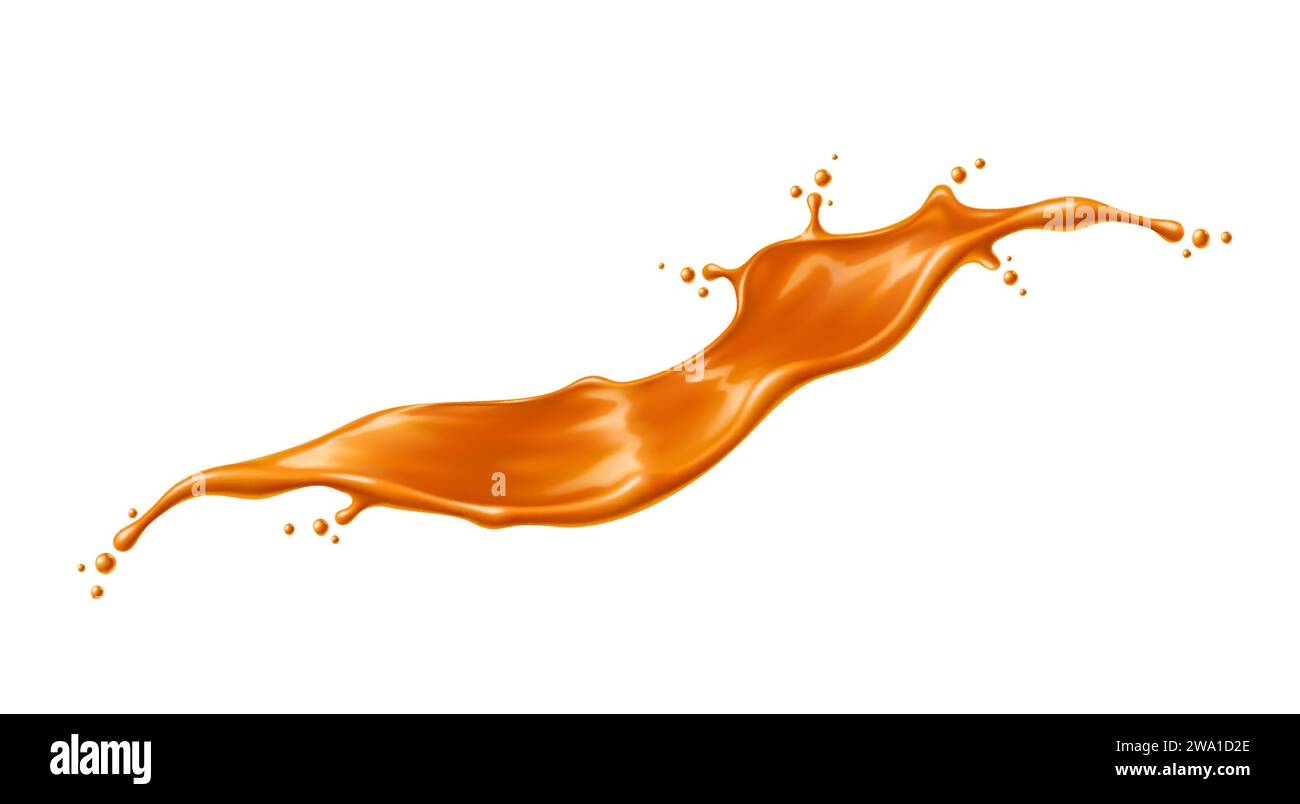 Caramel sauce, syrup wave splash. Isolated realistic 3d vector brown ...