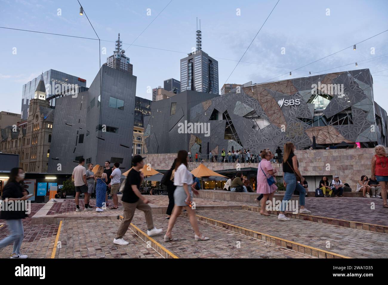 Federation Square (Fed Square) in Melbourne, Victoria is a venue for ...
