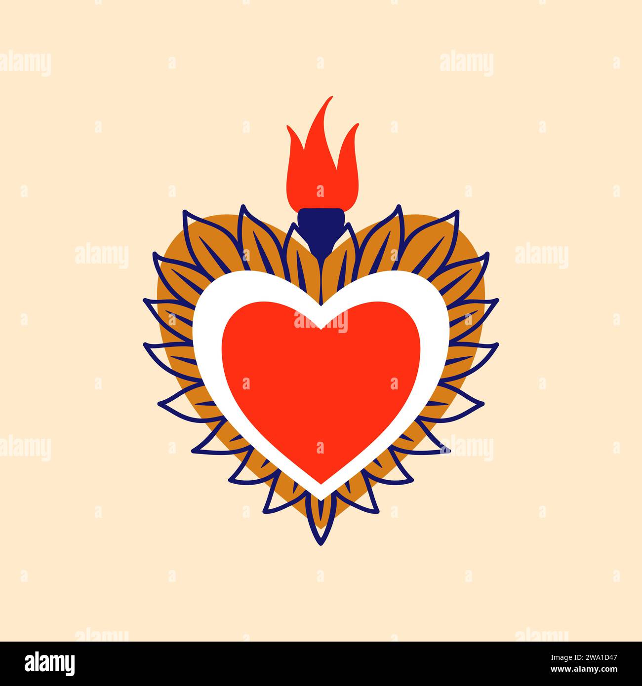Mexican sacred Jesus heart retro sticker. Mexican God heart , Christian ...