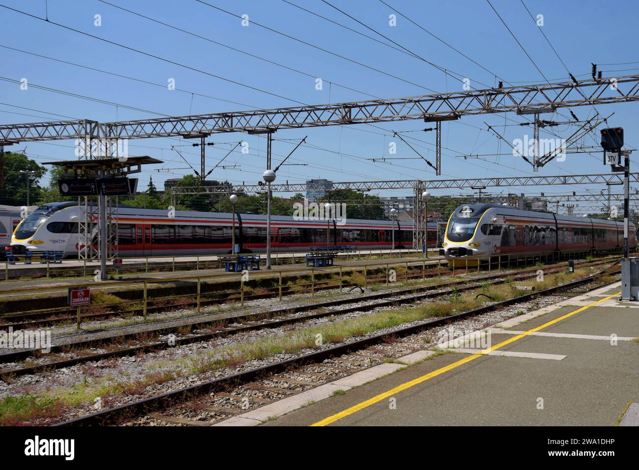 Končar HŽ 7023 DMU passenger trains at Glavni Kolodor central Railway ...