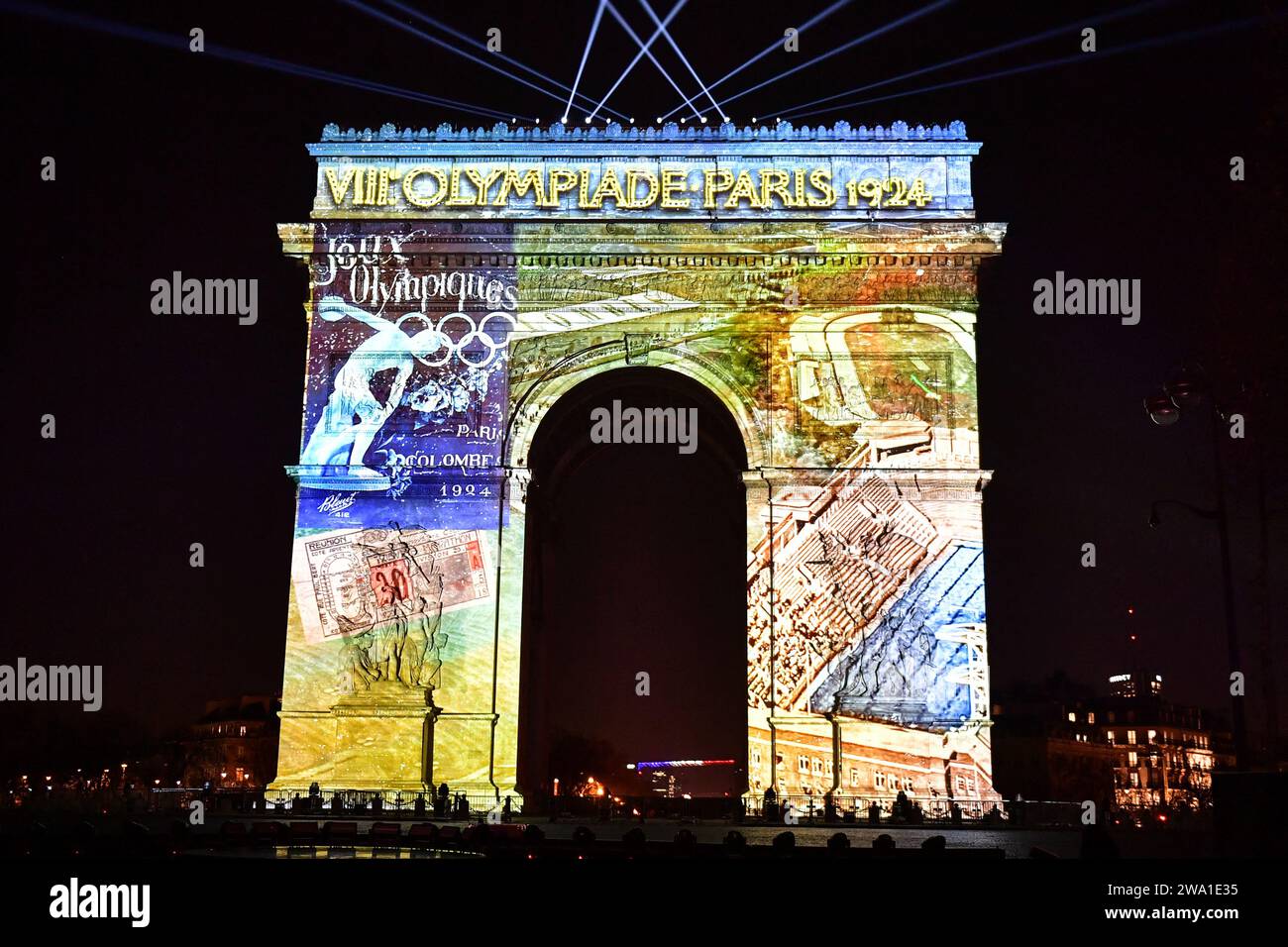 Paris, France. 01st Jan, 2024. This photograph shows a projection of ...