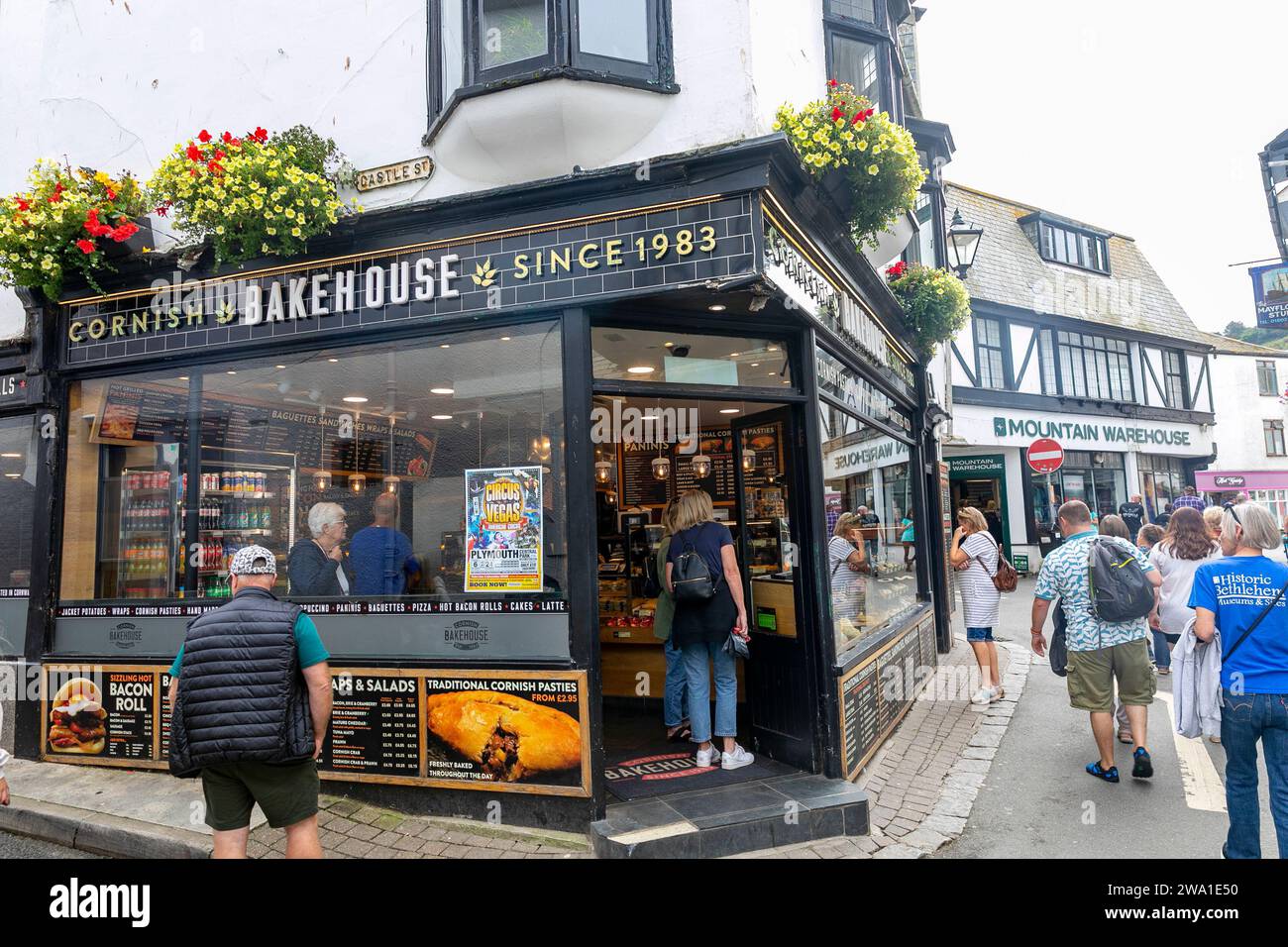 Cornish bakery bakers and Mountain Warehouse store shop in Looe town ...