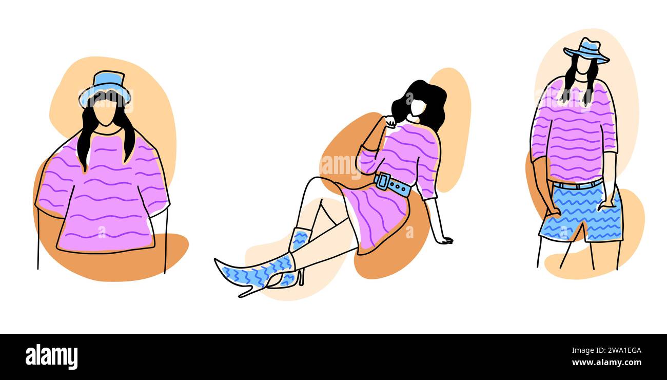 Trendy, stylish and modern fashion ladies collection. Vector ...