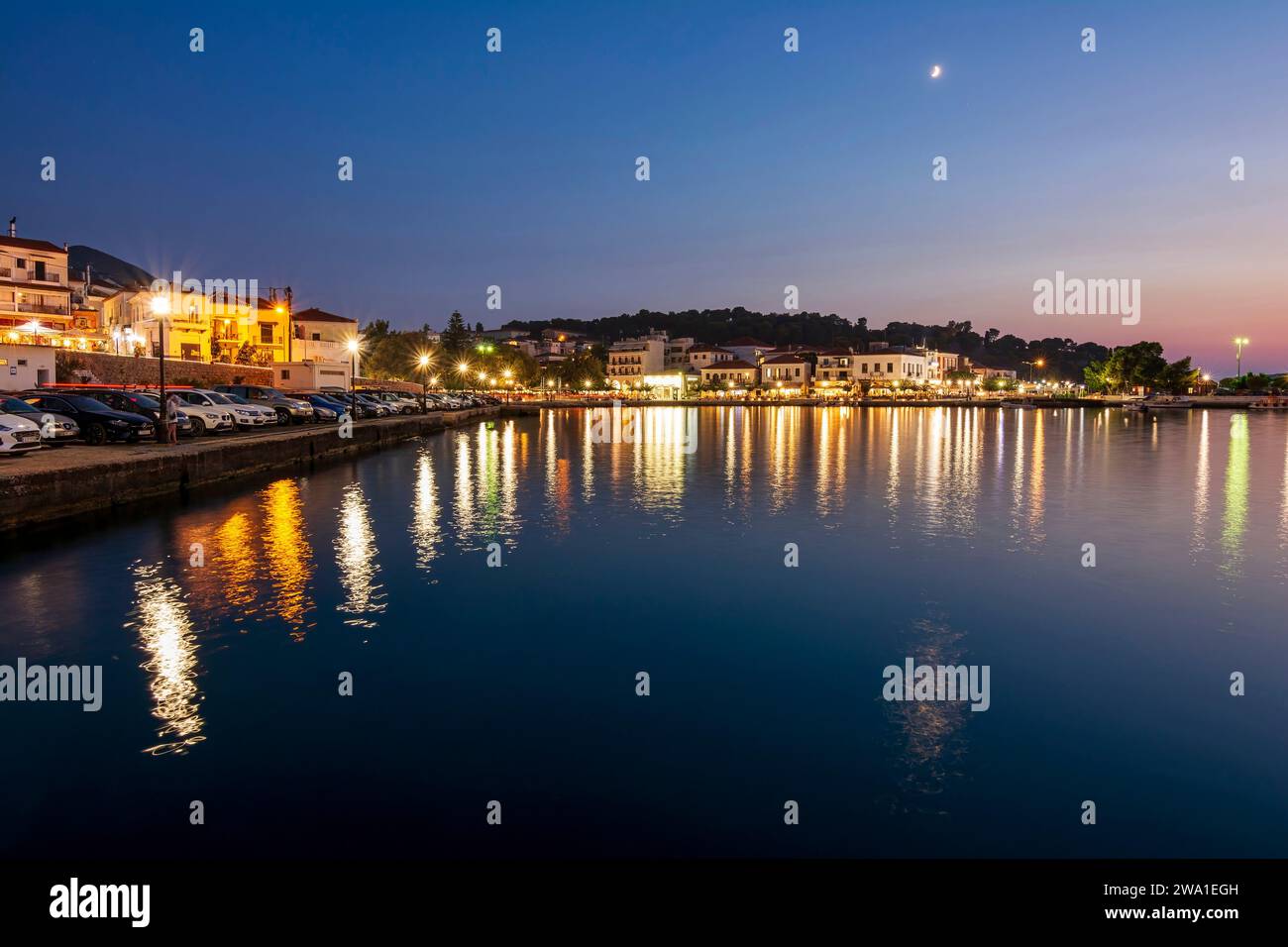Panoramic view of the famous coastal town of Pylos. It is one of the ...