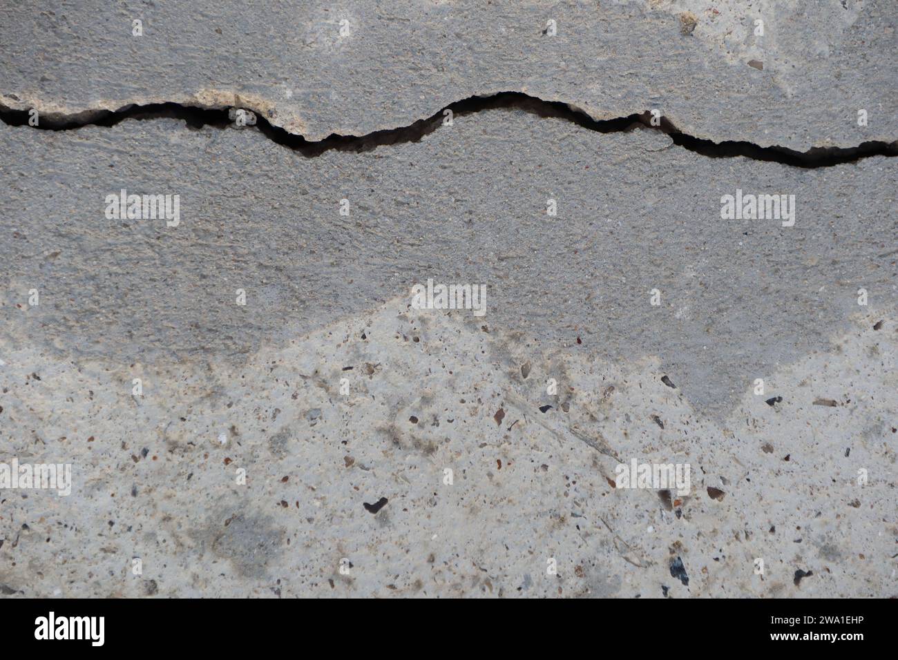 Horizontal crack in concrete cement Low-quality construction work Stock ...