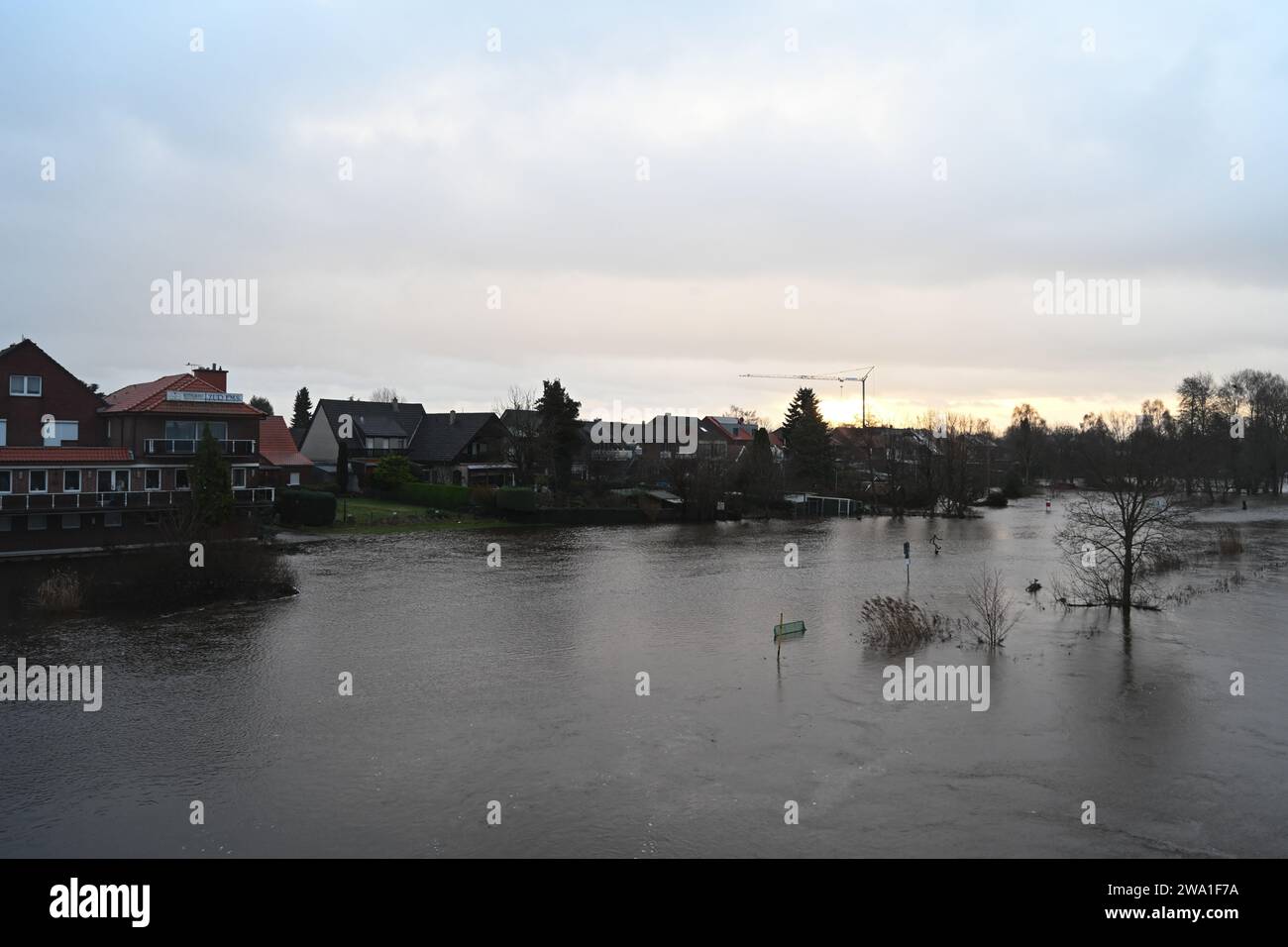 Haren, Germany. 01st Jan, 2024. View of the flood area. After the River ...