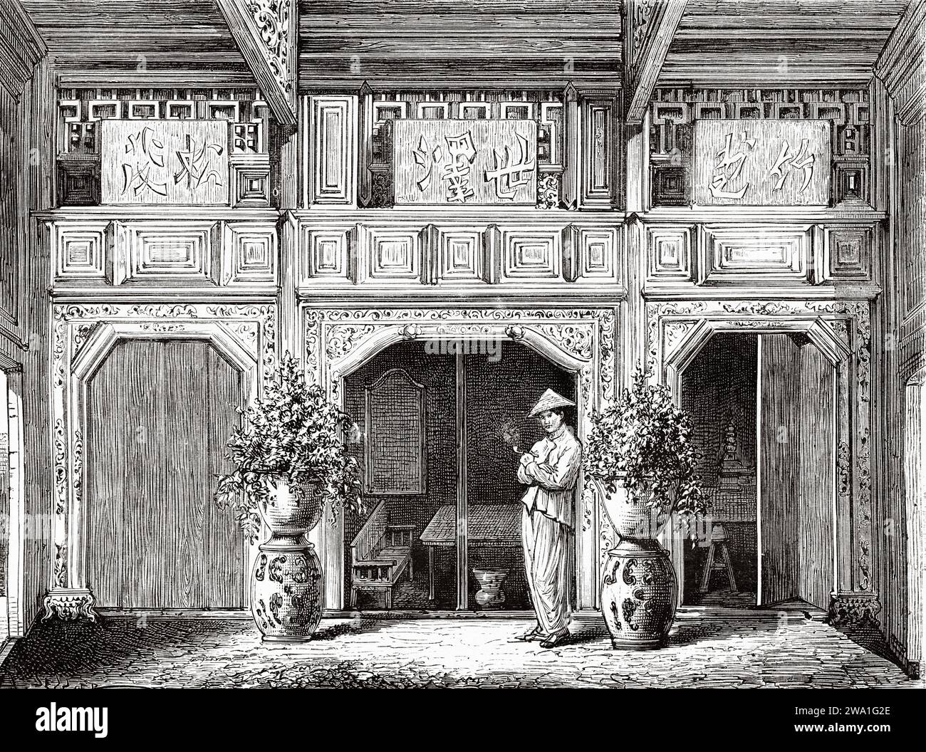 House of a rich Annamite, Laos. Southeast Asia. Laos and the wild ...