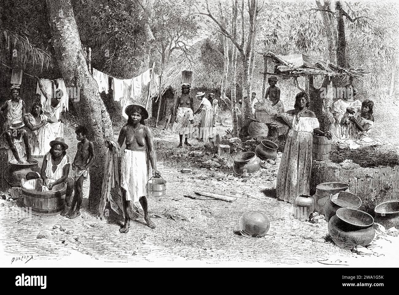 Women Washing Clothes In Chorrillo Panama City Republic Of Panama Central America